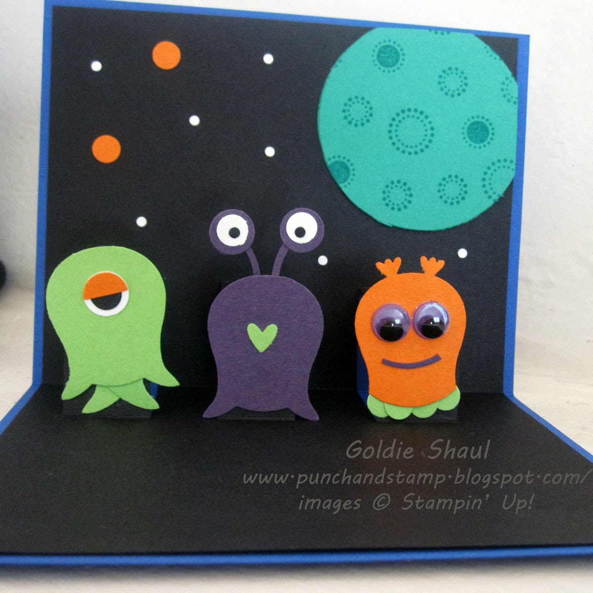 Punch and Stamp with Goldie: Spaceship Alien Pop Out Card