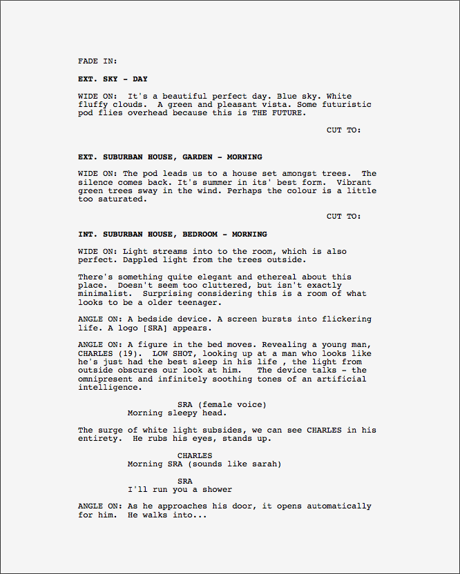 Unit 11: Screenwriting for Media Products: LO3 — Task 1: Five Pages of ...