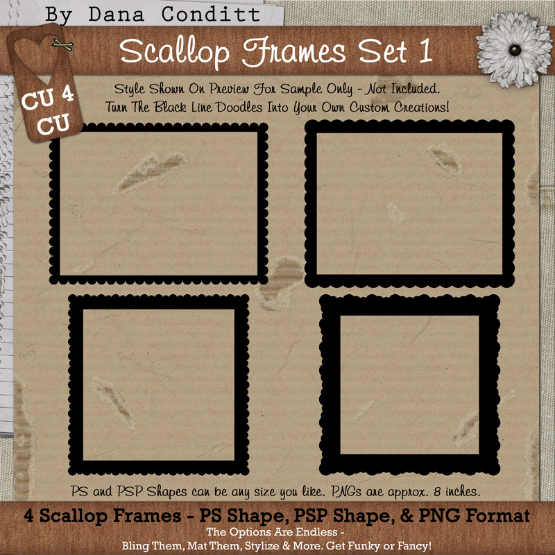 Digital Scrap Designs: Scallop Frames 1 Freebie - PS CSH, PSP Shapes ...