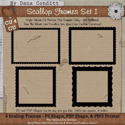 Digital Scrap Designs: Scallop Frames 1 Freebie - PS CSH, PSP Shapes ...