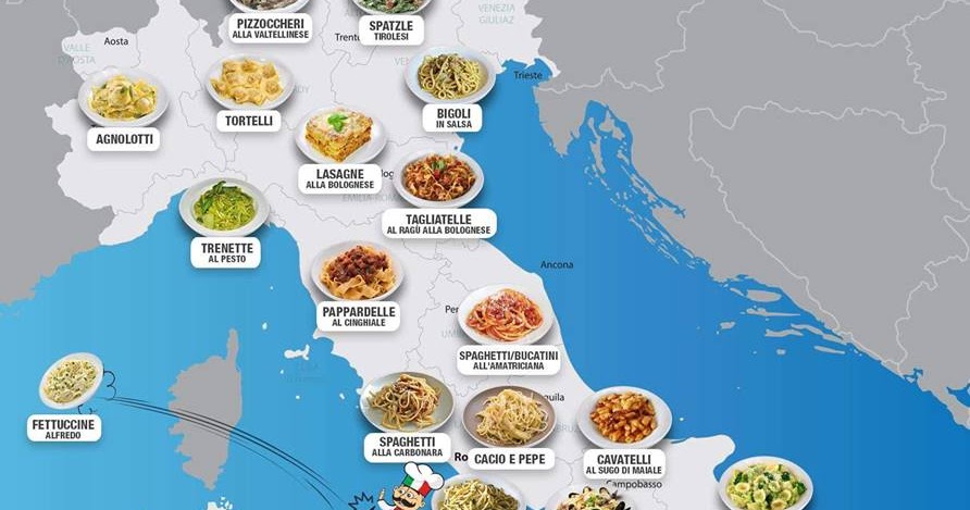 La mappa della pasta in Italia