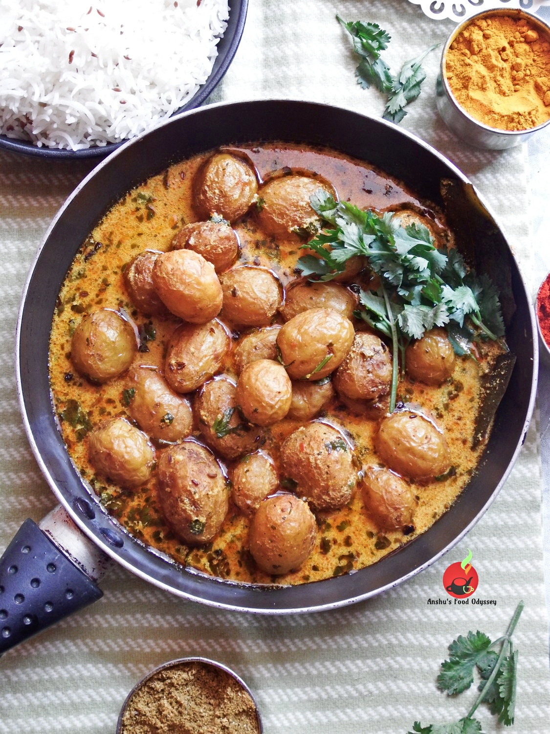 Kashmiri Dum Aloo | Baby Potatoes in Aromatic Yogurt Gravy