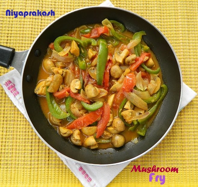 Niya's World: Mushroom fry with Capsicum, Tomato and Onion