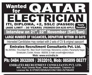 Electrician Vacancy in Qatar - Gulf Job Helper
