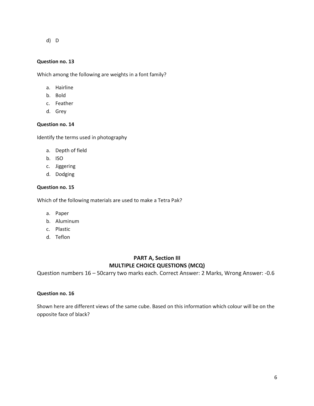 CEED 2015 Question Paper