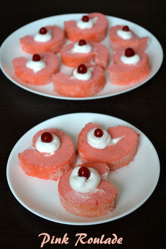Pink Velvet Roulade | Pink Roll Cake | Happy's Cook
