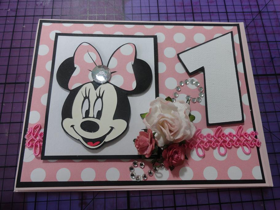 Minnie Mouse - 1st Birthday Card - AtStudioD