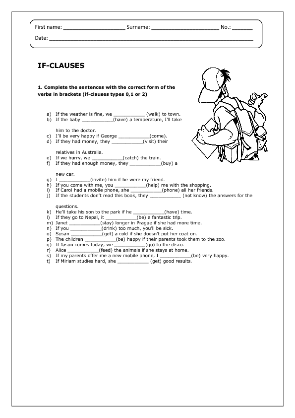If Clauses | My English Printable Worksheets