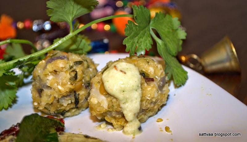 Sattvaa: Nuchinunde with hasi majjige huli (steamed lentil balls with ...