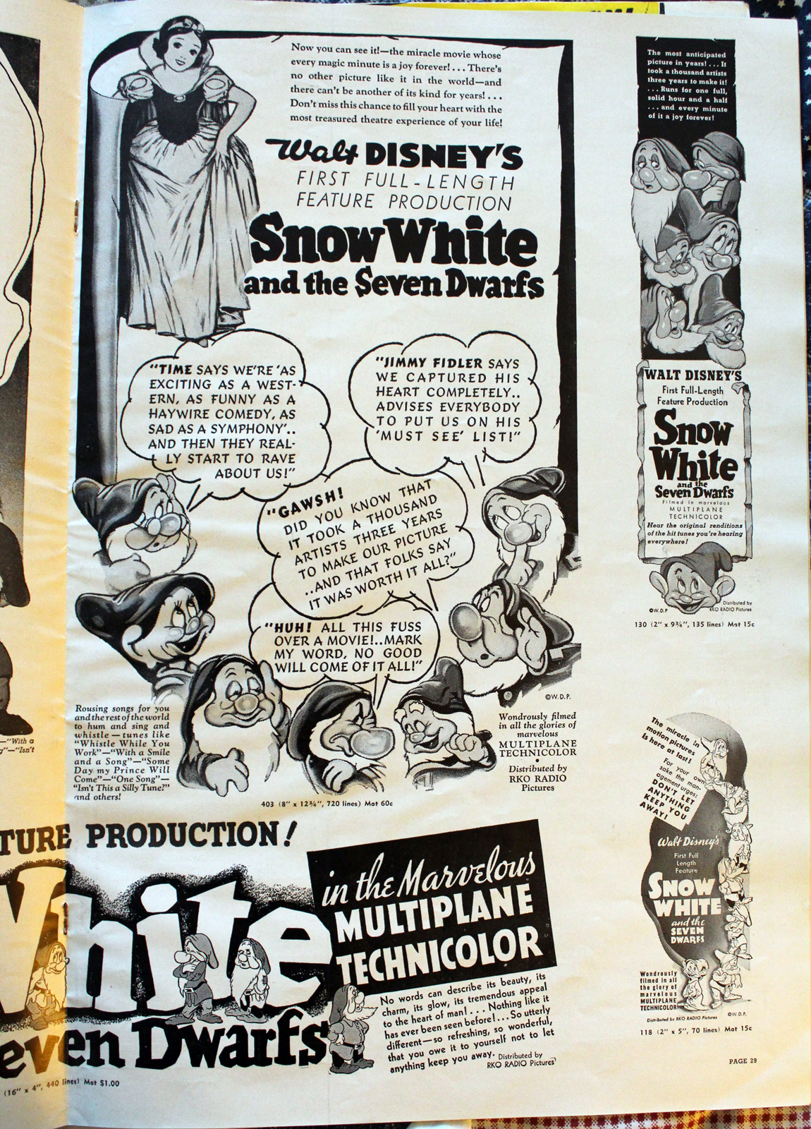 Filmic Light - Snow White Archive: 1938 RKO Snow White Pressbook (part II)