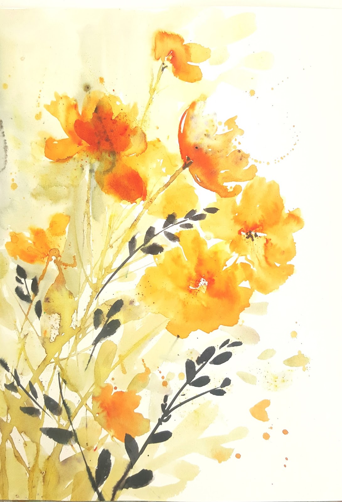 ColourCraft: Summer flowers in Brusho by Rebecca Yoxall