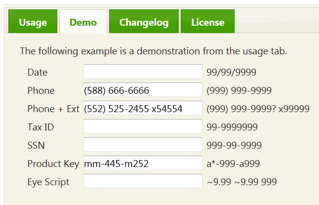 Top 10+ stylish Jquery Masked Inputs-Best Masked Inputs plugins of 2014 - JqueryRiver