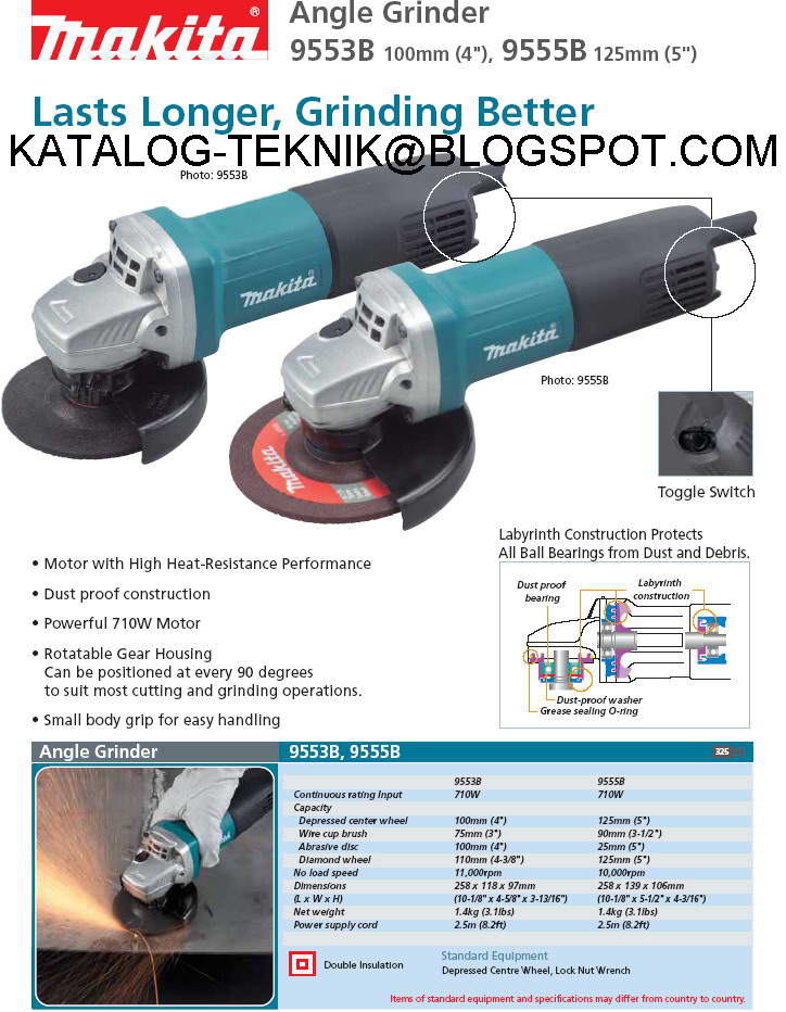 KATALOG TEKNIK: MAKITA : GERINDA TANGAN - HAND GRINDER 4"