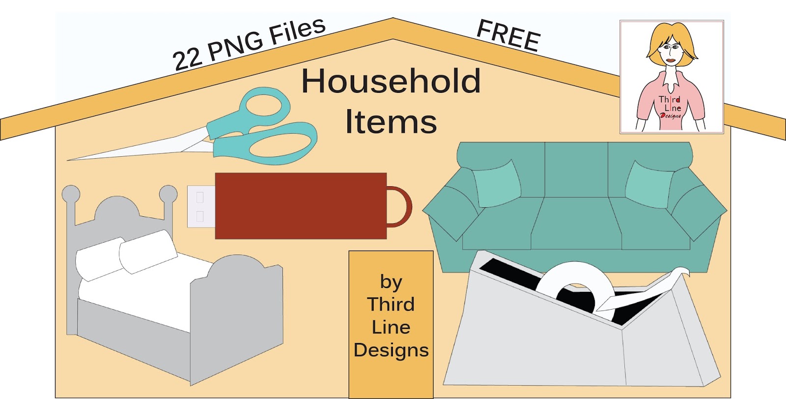 Third Line Designs: Household Items - Free Clip Art Set