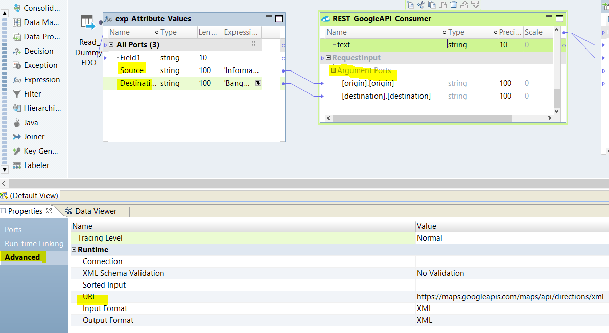 Configure REST web service consumer transformation to send and receive data in XML format