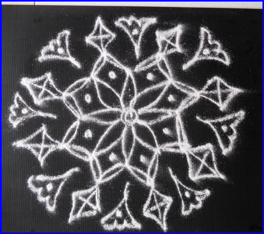 Apartment kolam - flower design.