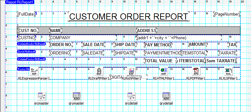 Create or Design master detail report with Fortes Report