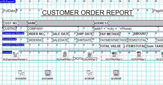 Create or Design master detail report with Fortes Report