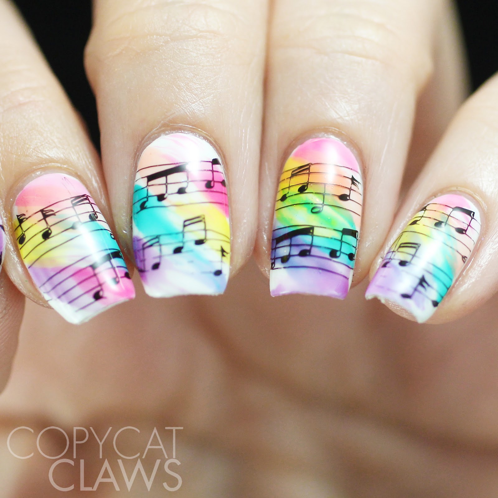 Colorful Music Note Nail Designs