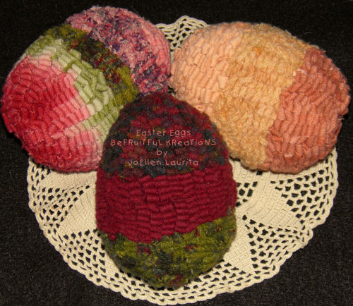 Dimensional Rug Hooking: Large Rug Hooked Easter Eggs