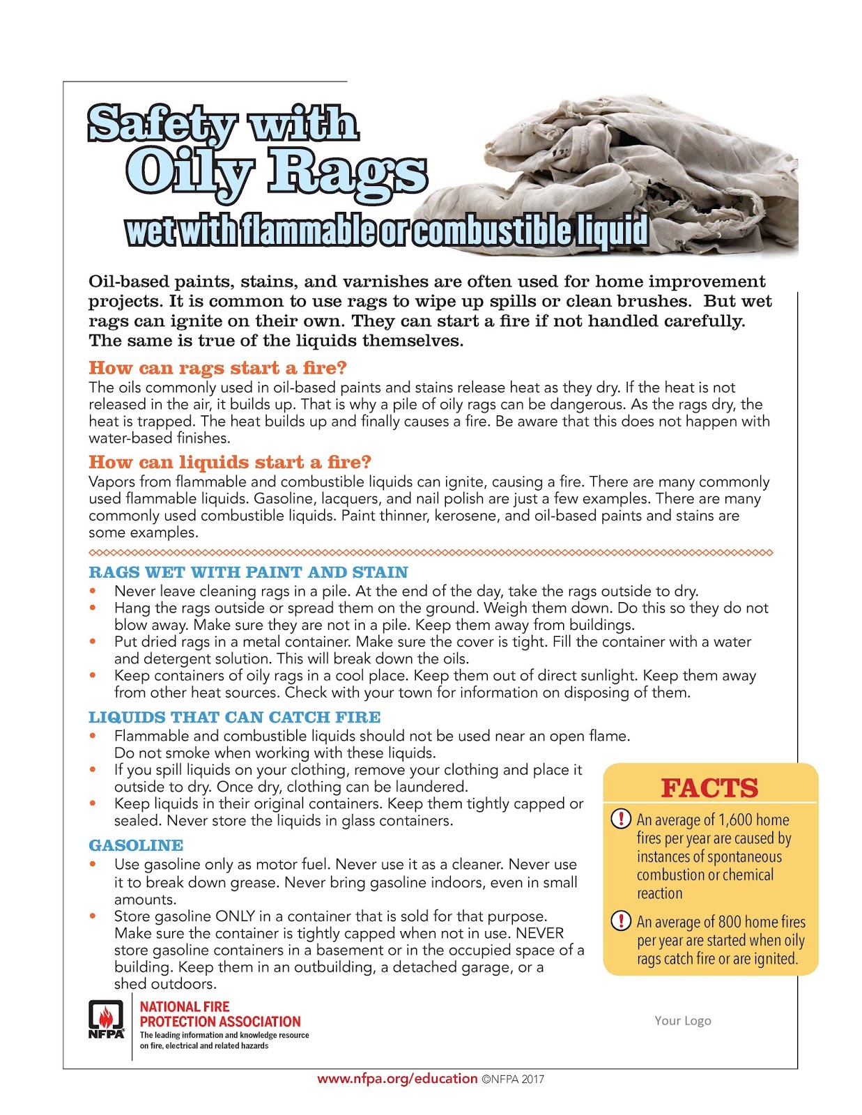 Village of Bellevue: NFPA: Oily Rag Safety