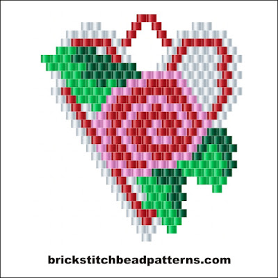 Brick Stitch Bead Patterns Journal: Rose Heart Seed Bead Earring Charm ...