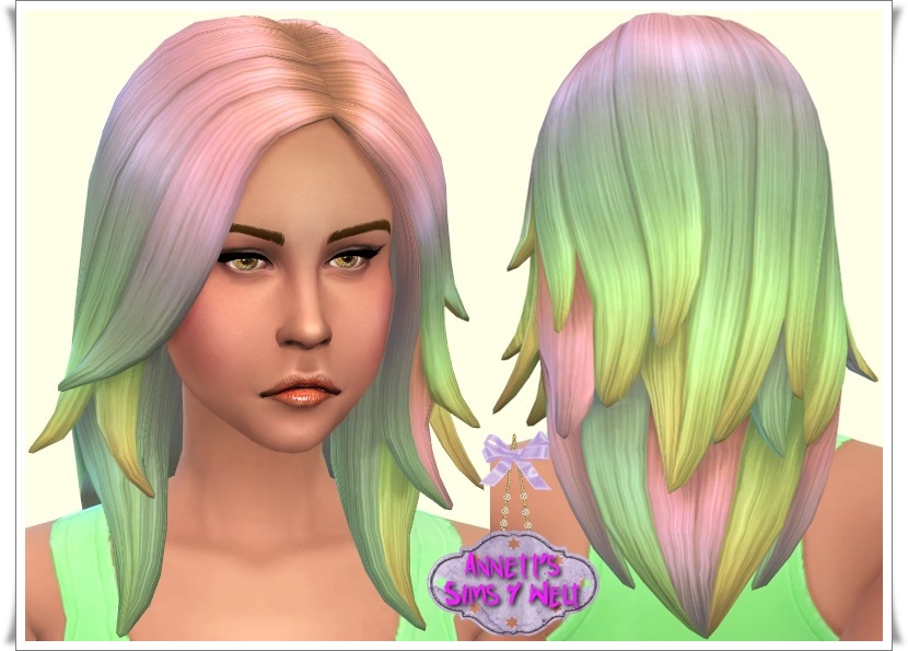 Sims 4 cc long rainbow punk hair - sourcingdsae