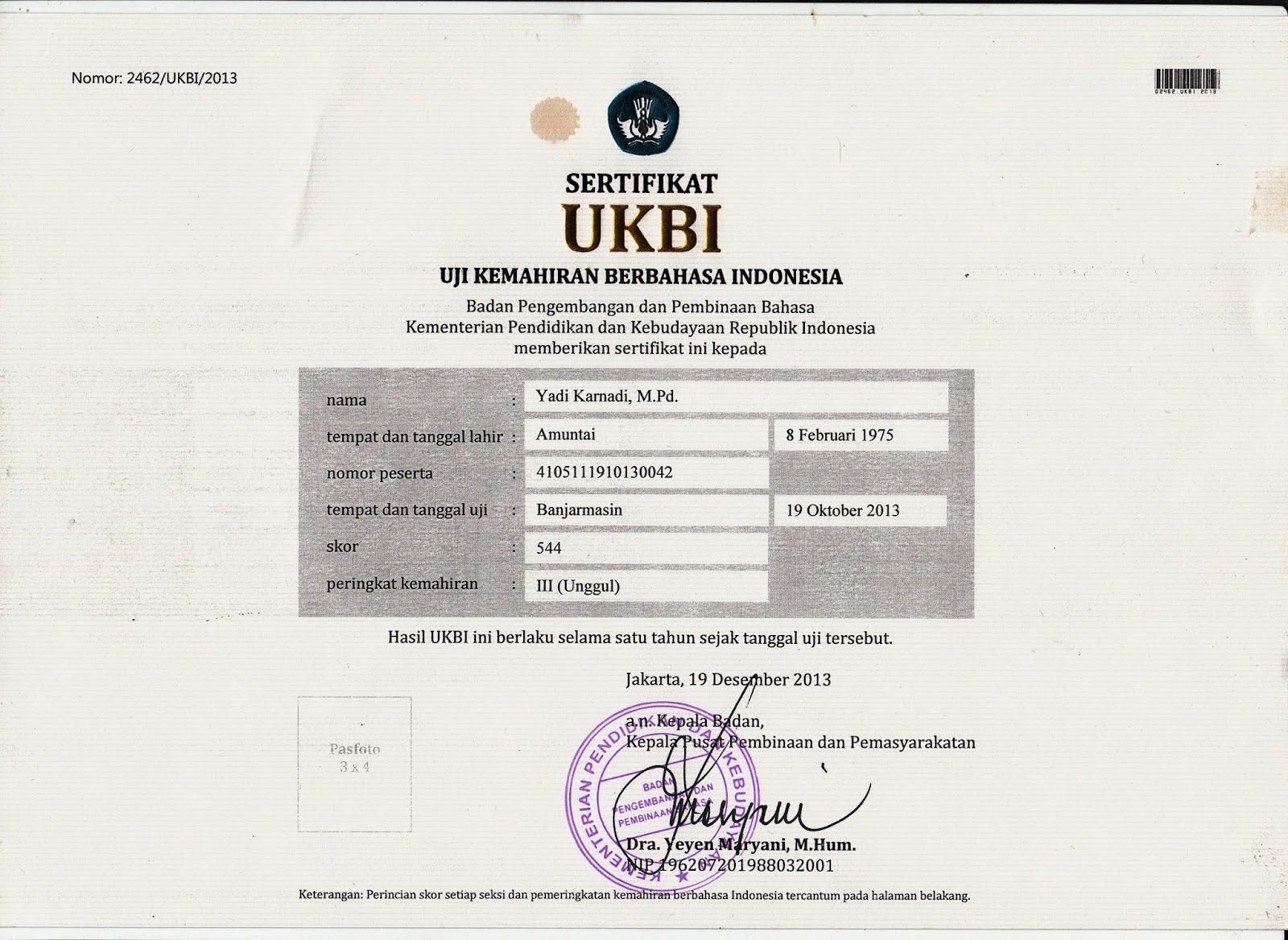 Hasil Uji Kemahiran Berbahasa Indonesia (UKBI) Saya: Kategori Unggul ...