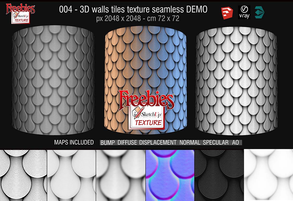 Freebie today 3D Wall tile texture seamless and maps