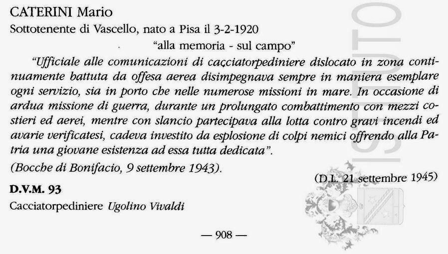 Pistoia storia: Mario Caterini - Medaglia al valore alla memoria
