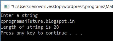 All C Programs: Prog 189:To print length of a string using Pointers