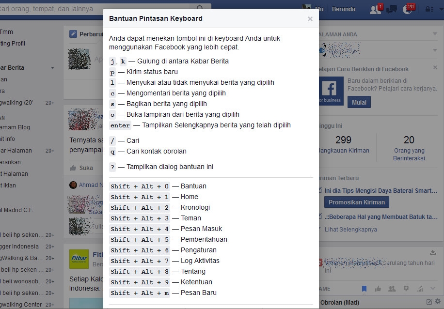 Tombol Keyboard Pintasan Facebook untuk Mempermudah Pengguna - Menit info