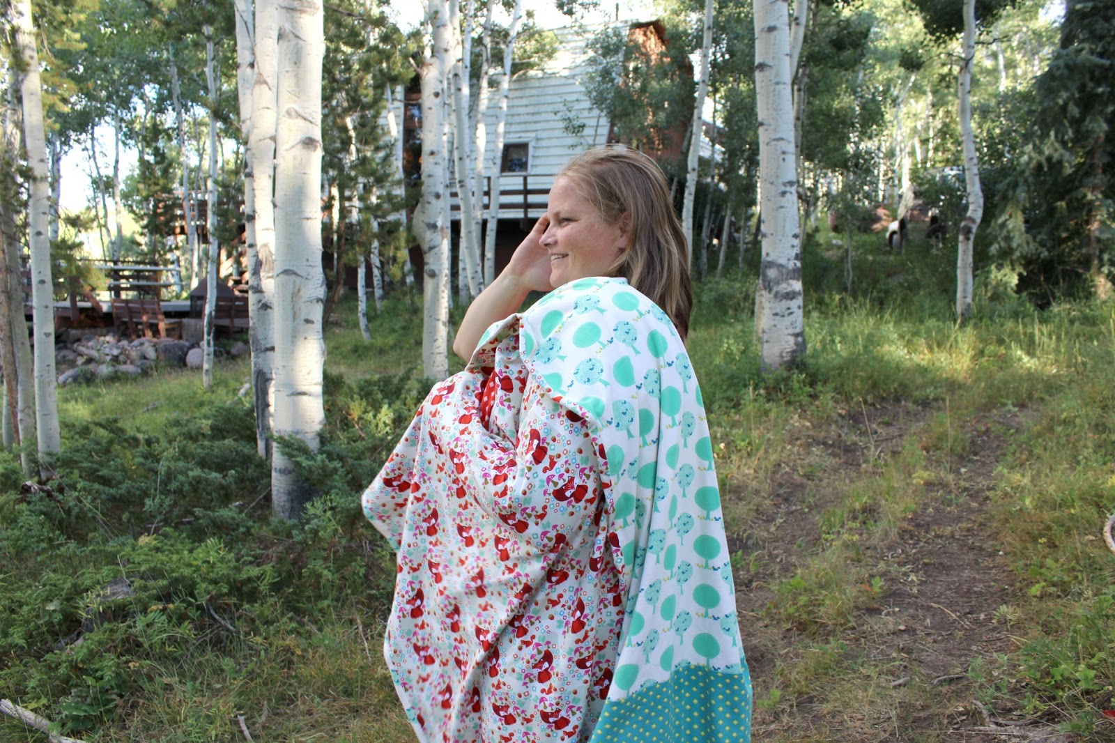 Knit Throw blanket with color block accents using Acorn Valley Fabric ...
