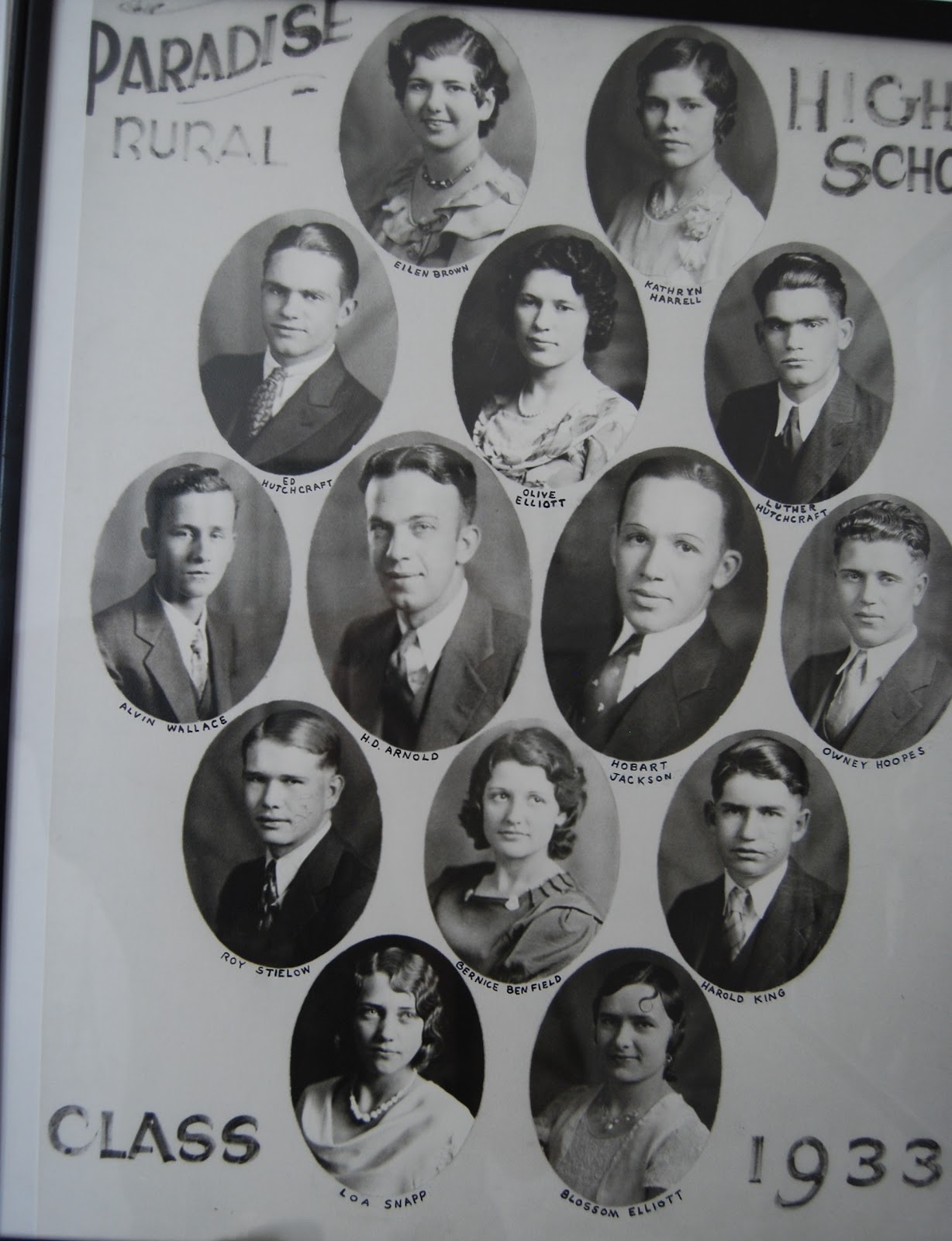Paradise Educated: PARADISE HIGH SCHOOL CLASS OF 1933