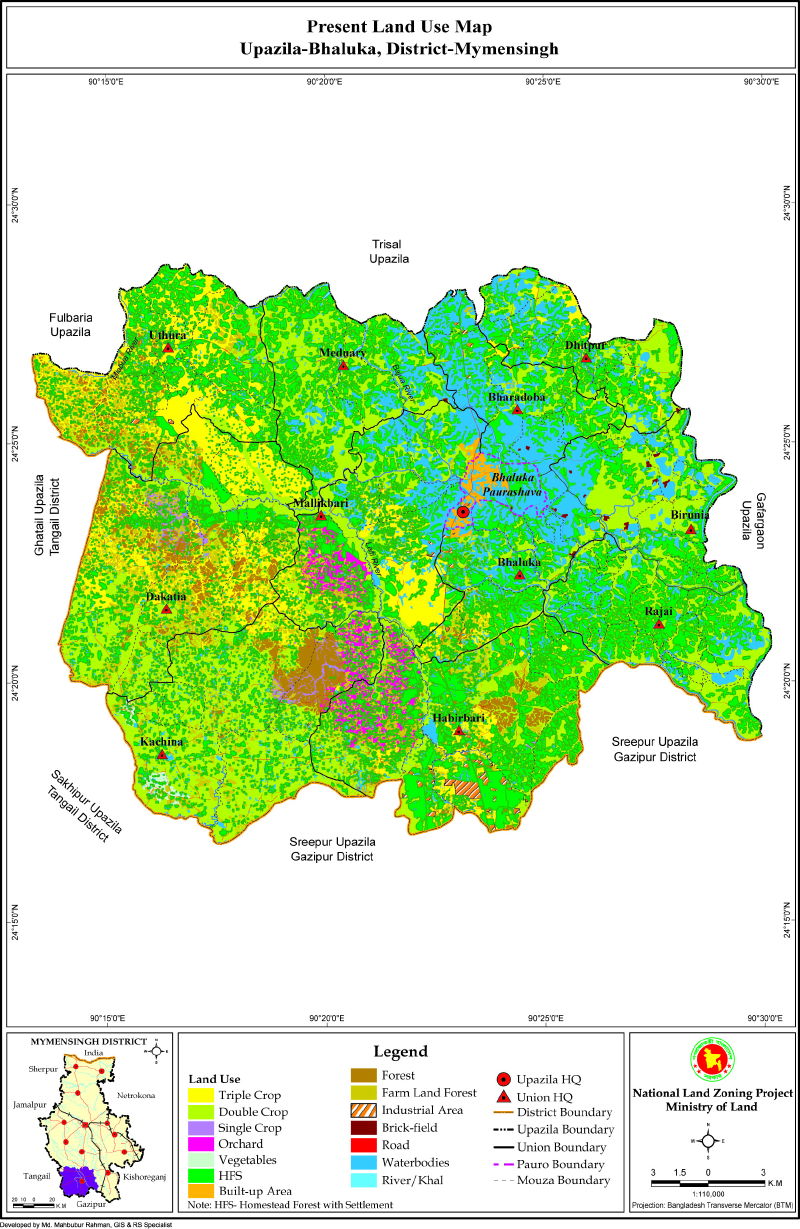 Mouza & Land Use Maps of Bhaluka Upazila, Mymensingh, Bangladesh ...