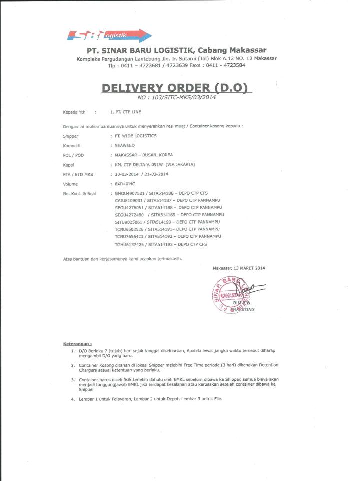 EMKL: DELIVERY ORDER (DO)