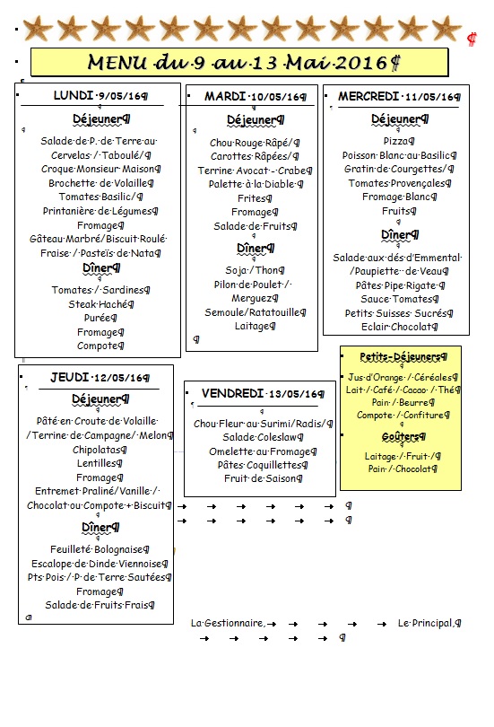 A.I.P.E. SAINT VALERY EN CAUX: 8.Commission menu du collège