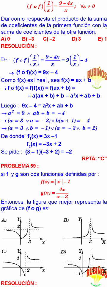 COMPOSICION DE FUNCIONES EJEMPLOS Y EJERCICIOS RESUELTOS