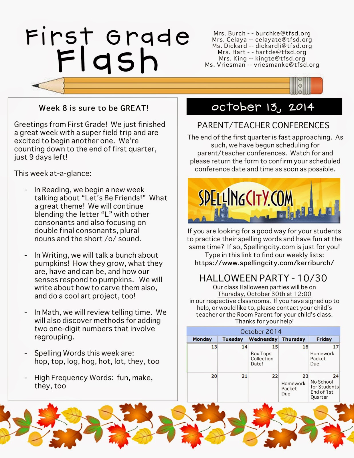 Perrine First Grade Blog: October 2014