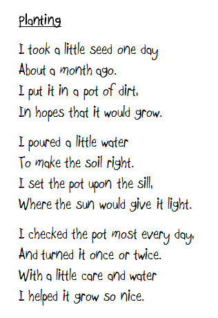 Adventures in Room 111: Spelling Poem #36: Planting
