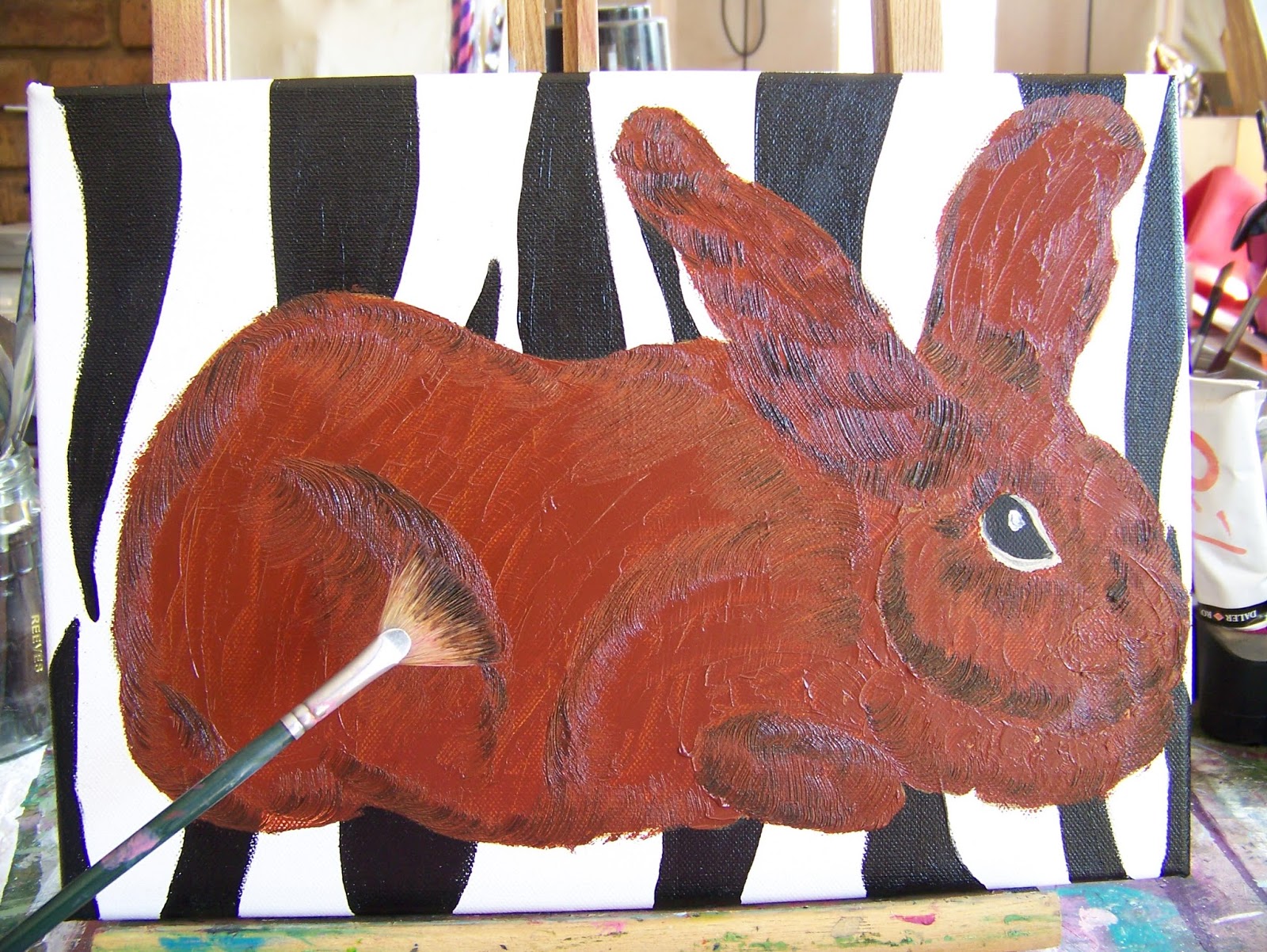 A Pretty Talent Blog: Painting A Modern Bunny in Oils and Acrylics
