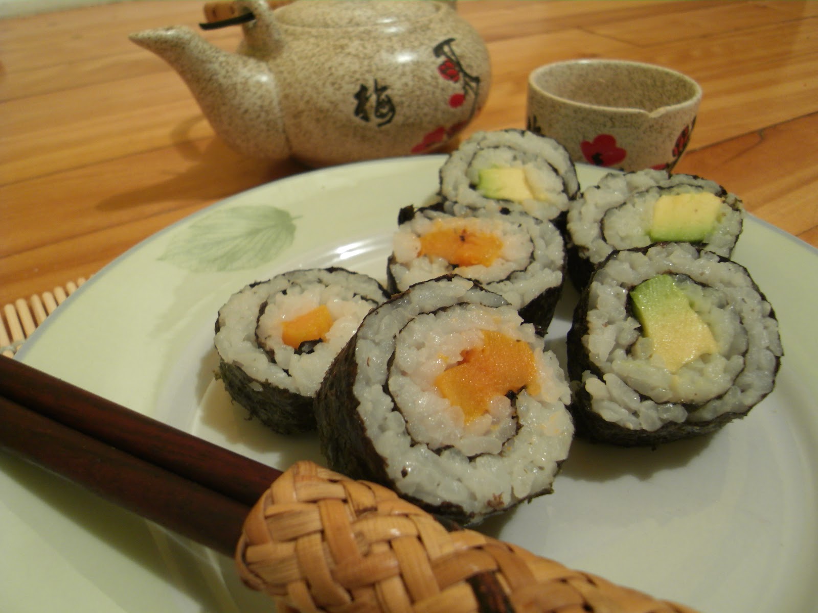 L'assiette vegan: Sushi avocat/patate douce
