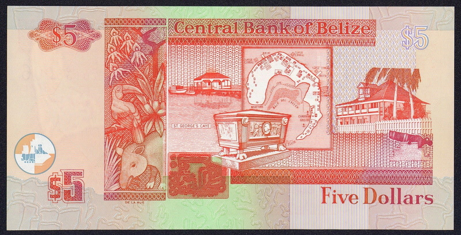 Belize 5 Dollars banknote 2002 Queen Elizabeth II|World Banknotes ...