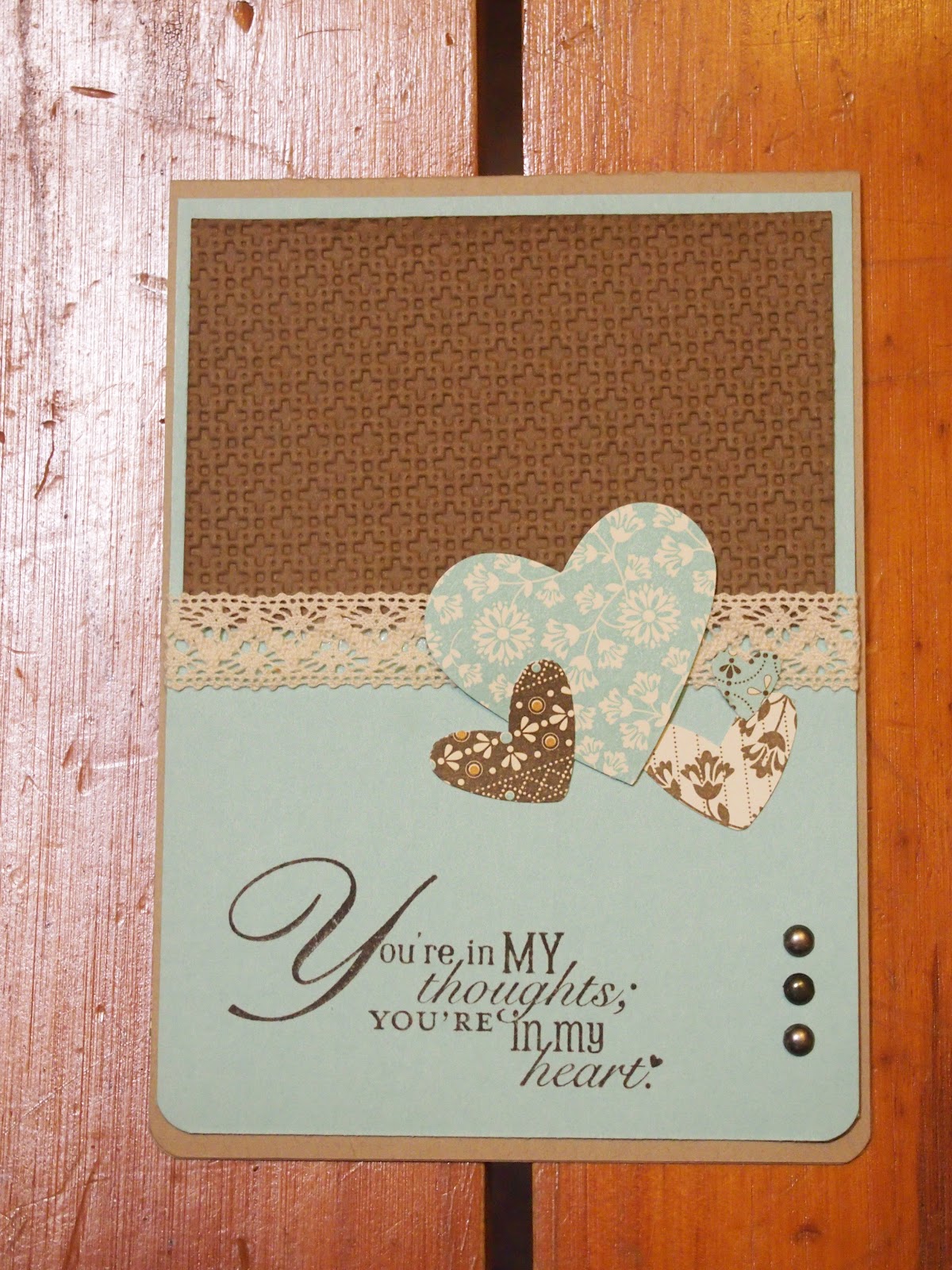 Flushed with Rosy Colour: Pretty Blue Hearts Handmade Card