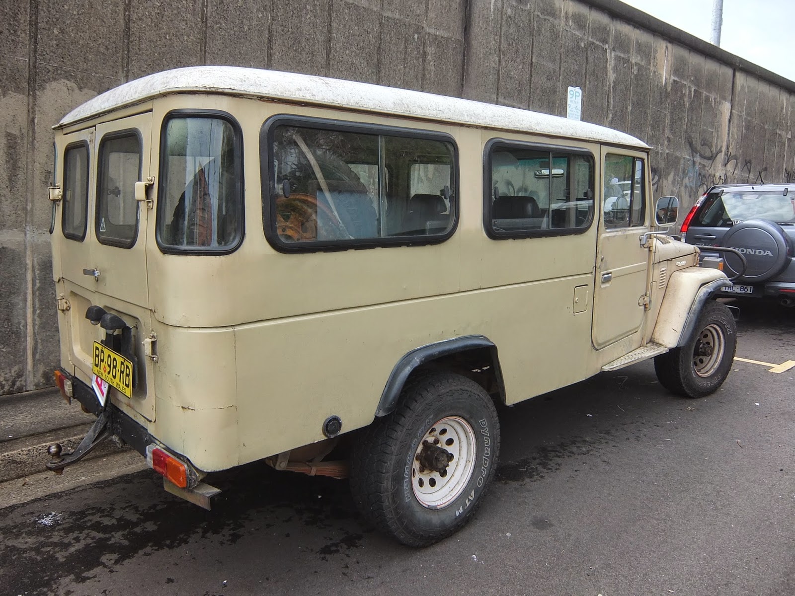 Aussie Old Parked Cars: 1984 Toyota Land Cruiser Troop Carrier (FJ47)