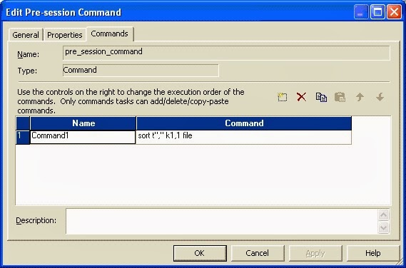 Informatica Session Components Tab: Pre-session and Post-session Command