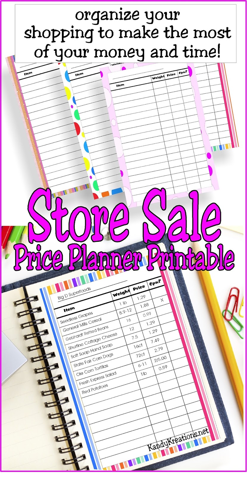 Store Sale Price Planner Printable
