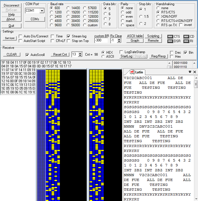 some tests with Harris RF-5710A modem | diario SWL I-56578 Antonio