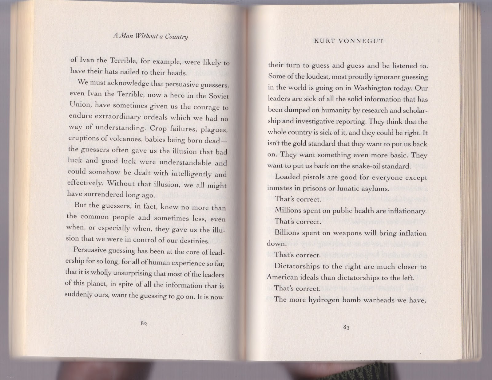 CoPhilosophy: Section 8-A Man Without A Country reading and quiz questions