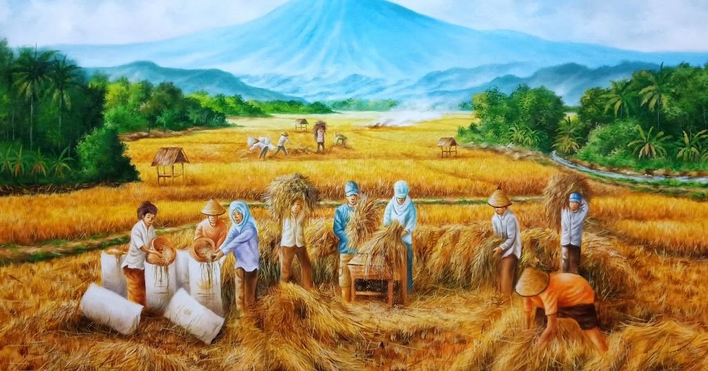 Dunia Lukisan JAVADESINDO Art Gallery: >> KEINDAHAN LUKISAN PANEN PADI, SIMBOL KEMAKMURAN DAN ...